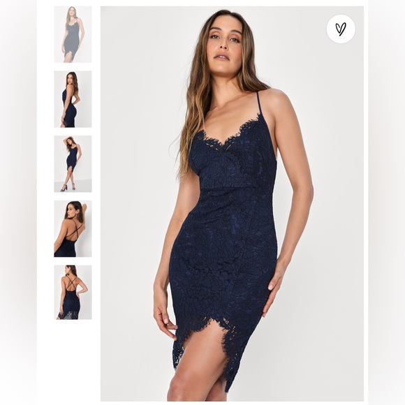 Lulus | Dresses | Flirting With Desire Navy Blue Lace Bodycon Dress ...